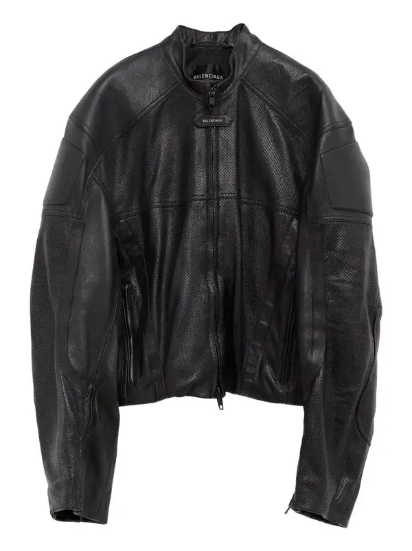 Balenciaga Perforated Leather Jacket - Black