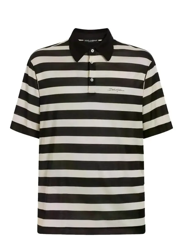 Dolce & Gabbana Striped Polo Shirt - White