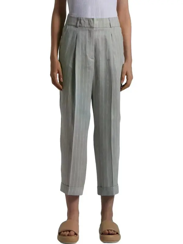 Peserico Pinstriped Cuffed Trousers - Grey