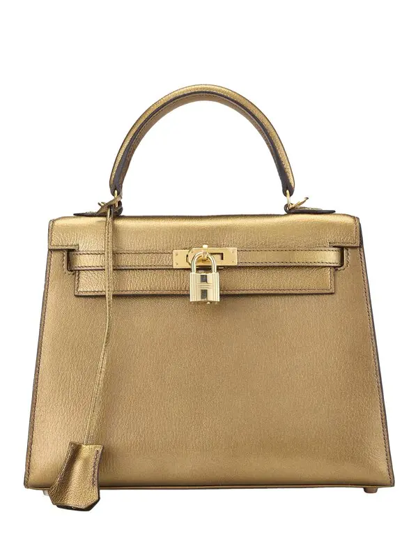 Hermès Metallic Chevre Kelly Sellier 25cm - Gold