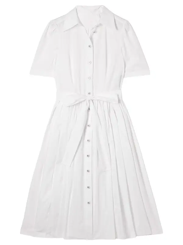Dolce & Gabbana Belted Cotton-poplin Midi Shirt Dress - White