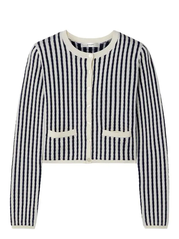 FRAME Cable-knit Cashmere And Silk-blend Cardigan - Off-white