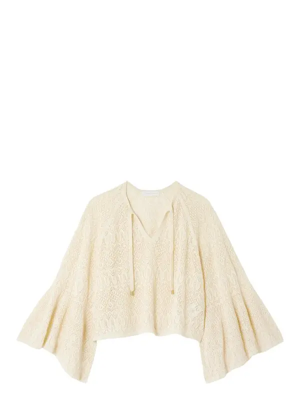 Zimmermann Coco Pointelle-knit Top - Cream