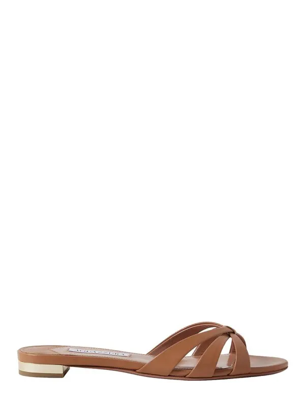 AQUAZZURA Tati Leather Slides - Brown