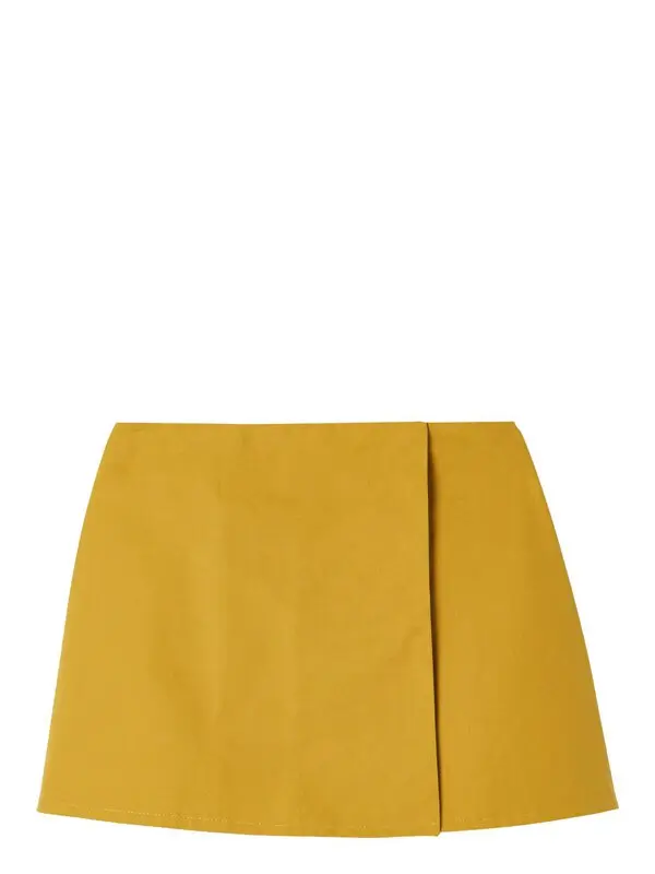 TOLU COKER Pleated Cotton-poplin Mini Wrap Skirt - Yellow