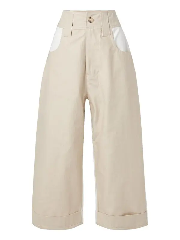 TOLU COKER Paneled High-rise Wide-leg Jeans - Neutrals