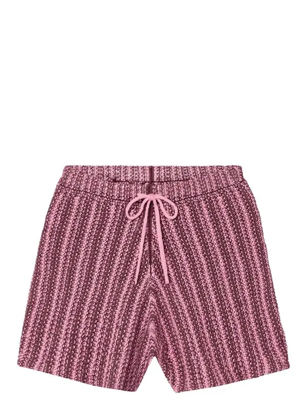 THE ELDER STATESMAN Striped Crocheted Cotton Shorts - Pink