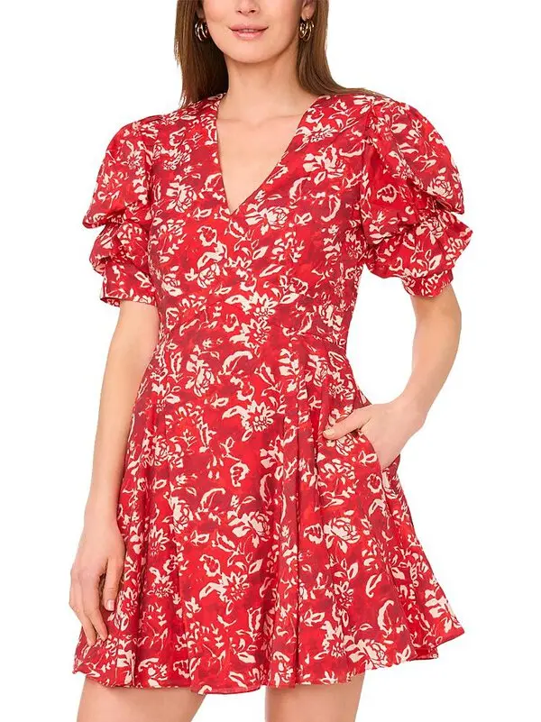 1.State Bubble Sleeve Dress - Goji Berry