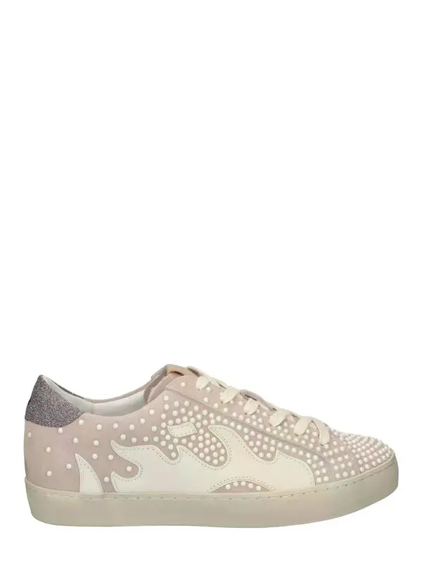 GAMIN Flame-embroidered Embellished Sneakers - Neutrals