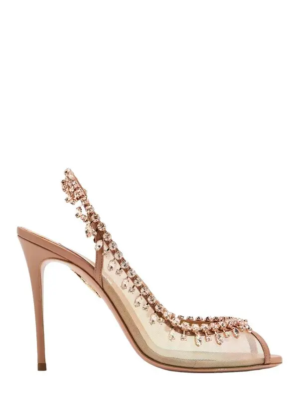 AQUAZZURA 105mm Open-toe Slingback Pumps - Neutrals