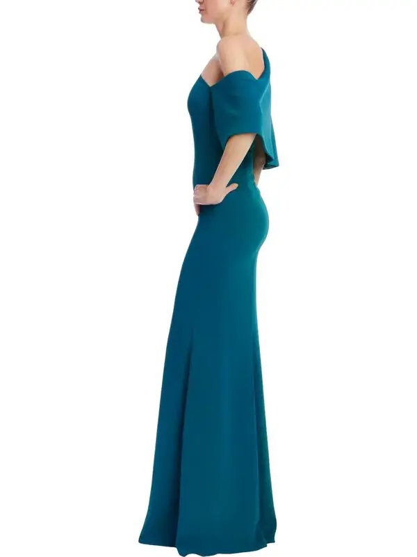 Badgley Mischka Asymmetric Neck Gown - Blue