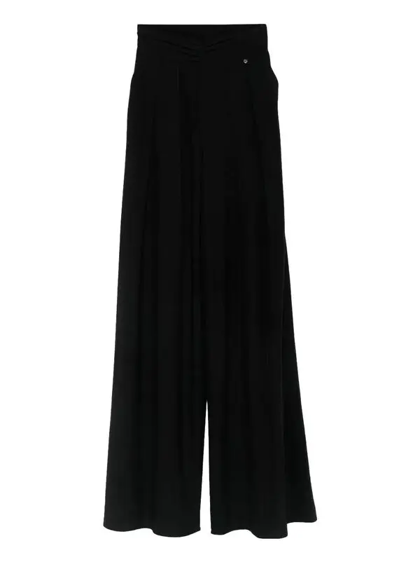 NISSA Gathered-detailing Palazzo Pants - Black