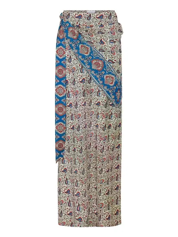 Rabanne Paisley-print Maxi Wrap Skirt - Blue
