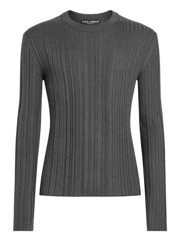 Dolce & Gabbana Ribbed Silk Jumper - Grey