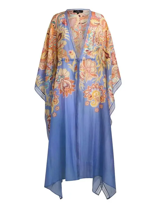 Etro Floral-print Beach Kaftan - Blue