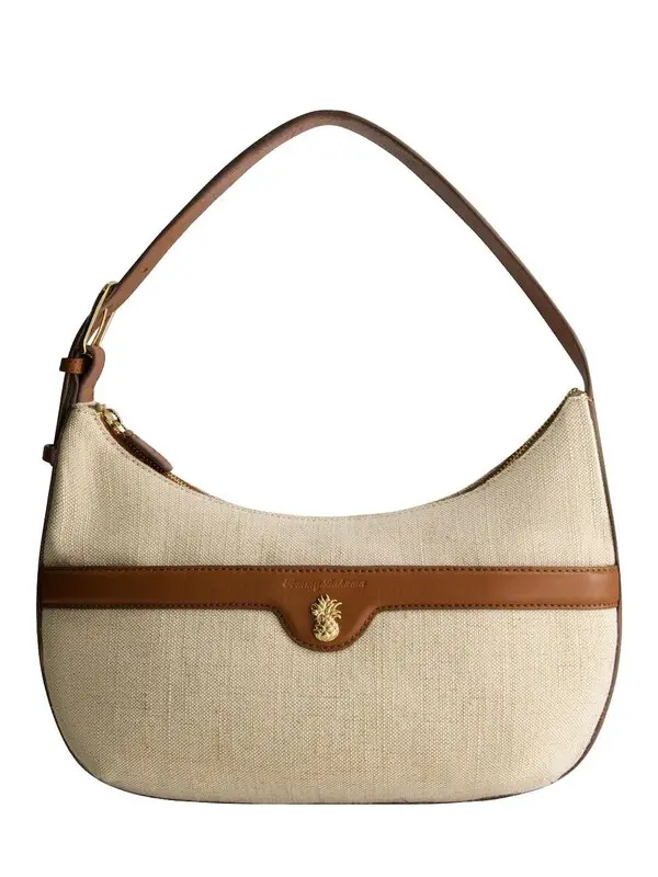 Tommy Bahama Lurex Linen Zip-top Hobo - Natural