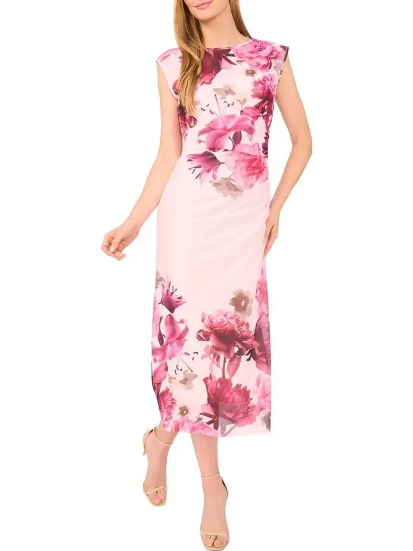 Ted Baker London Floral Mesh Sheath Dress - Crystal Pink