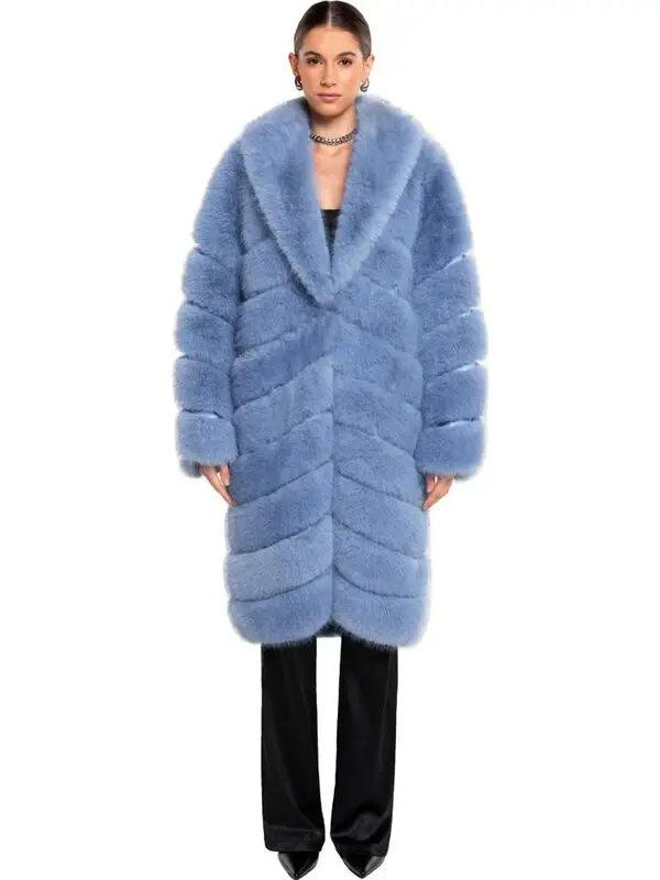 OW Faux Fur Copenhagen Coat - Blue