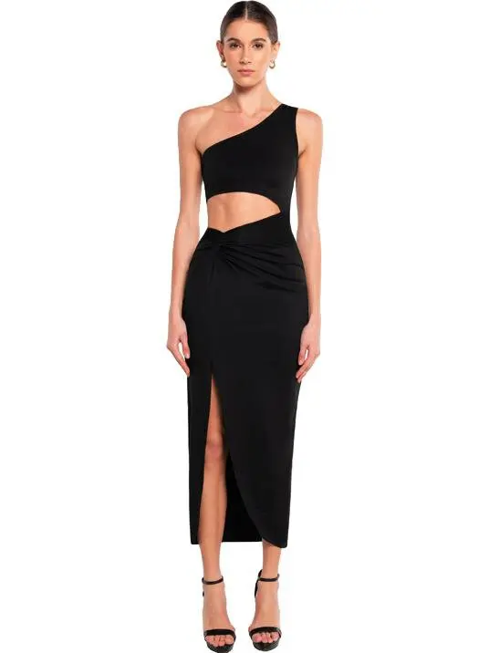 OW Isabella One-shoulder Midi Dress - Black