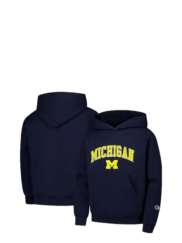 Champion Youth Michigan Wolverines Campus Pullover Hoodie - Navy