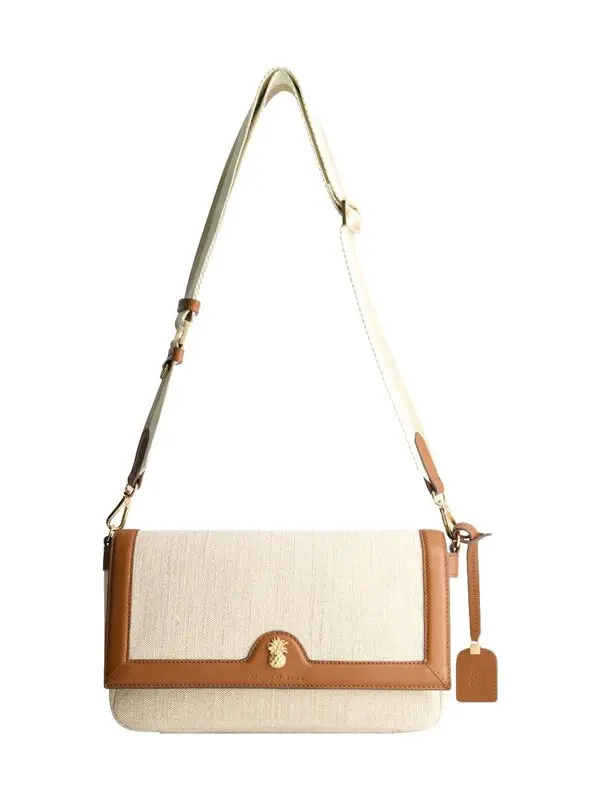Tommy Bahama Lurex Linen Flap Crossbody - Natural