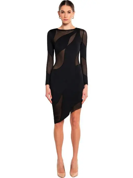OW Spiral Long Sleeve Dress - Black
