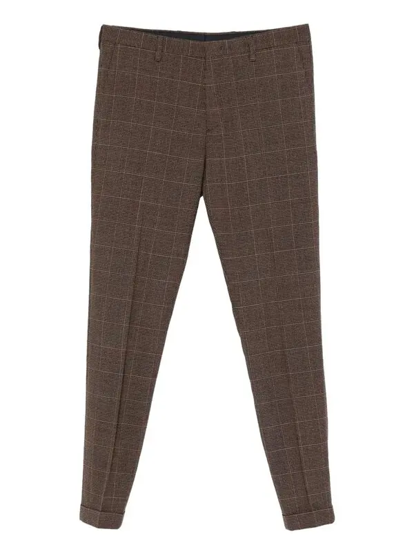 Paul Smith Wool And Cashmere Trousers With Printed Check - Brown