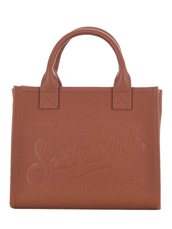 MC2 SAINT BARTH Leather Shopper With Embossed Logo - Brown