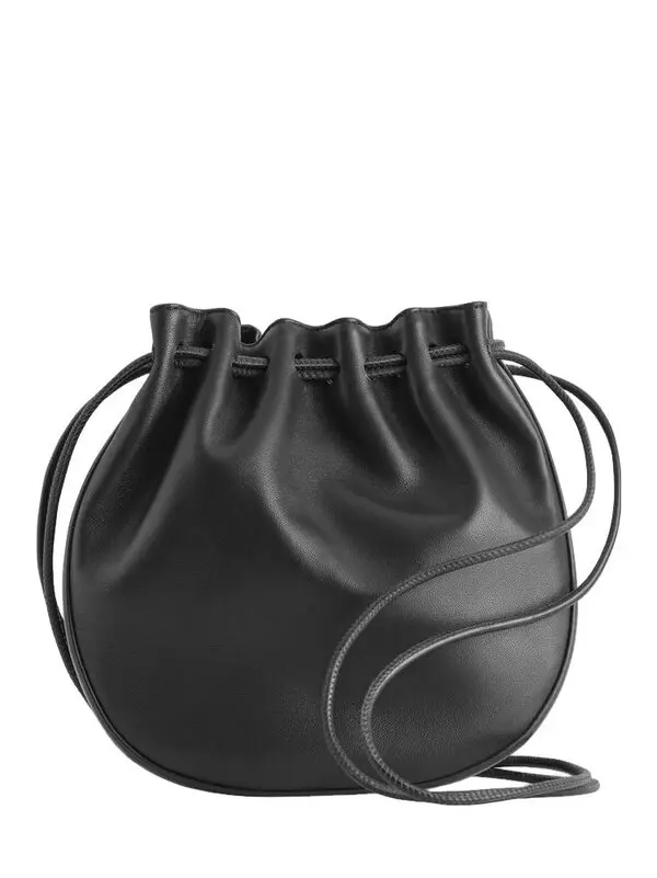 Cos Gathered Pouch Leather Bag - Black