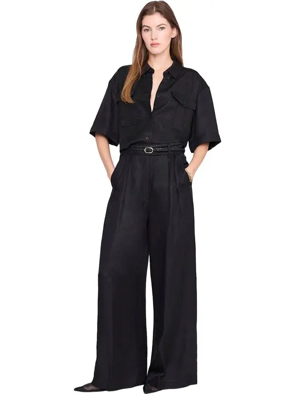 ANINE BING Edith Shirt - Black Linen Blend