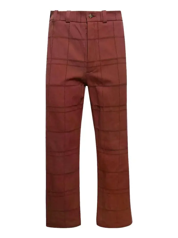 THE ELDER STATESMAN Checked Cotton Trousers - Brown