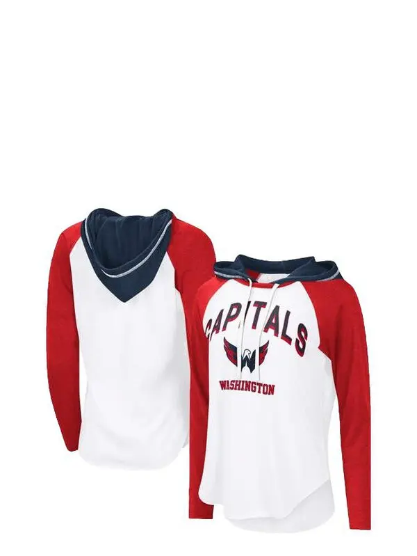 G-III 4HER BY CARL BANKS Washington Capitals Vip Raglan Long Sleeve Hoodie T-shirt - White