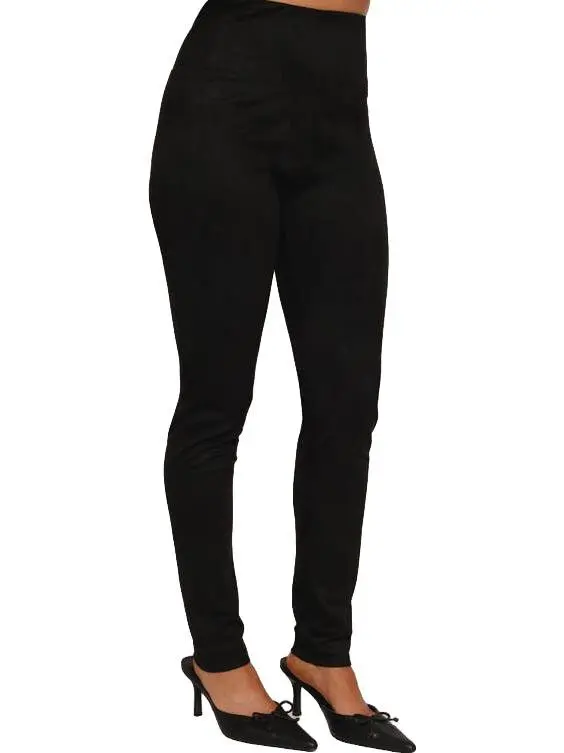 PETAL & PUP Carolyn Faux Suede Leggings - Black