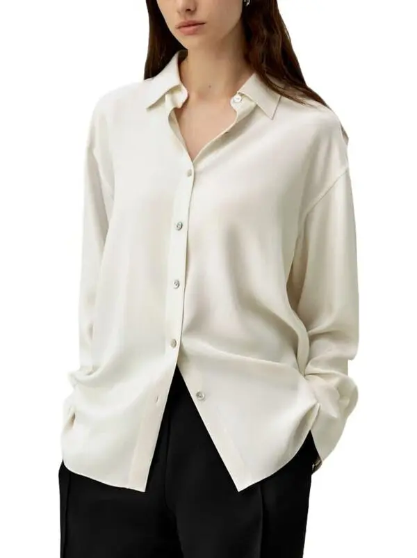 Lilysilk Relaxed Fit Silk Shirt - Natural White