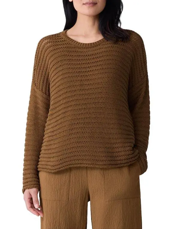Eileen Fisher Oversized Crewneck Organic Cotton Sweater - Bronze
