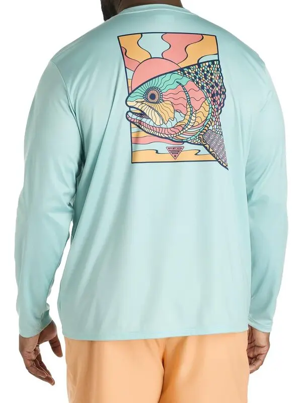 Columbia Big & Tall Pfg Terminal Tackle Fish Shine Long-sleeve T-shirt - Spray
