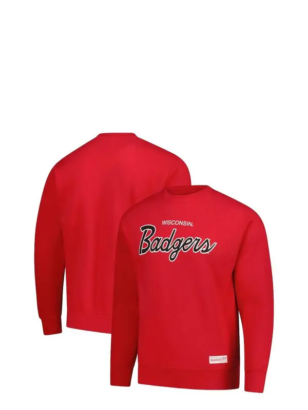 Mitchell & Ness Wisconsin Badgers Elite Script Pullover Sweatshirt - Red