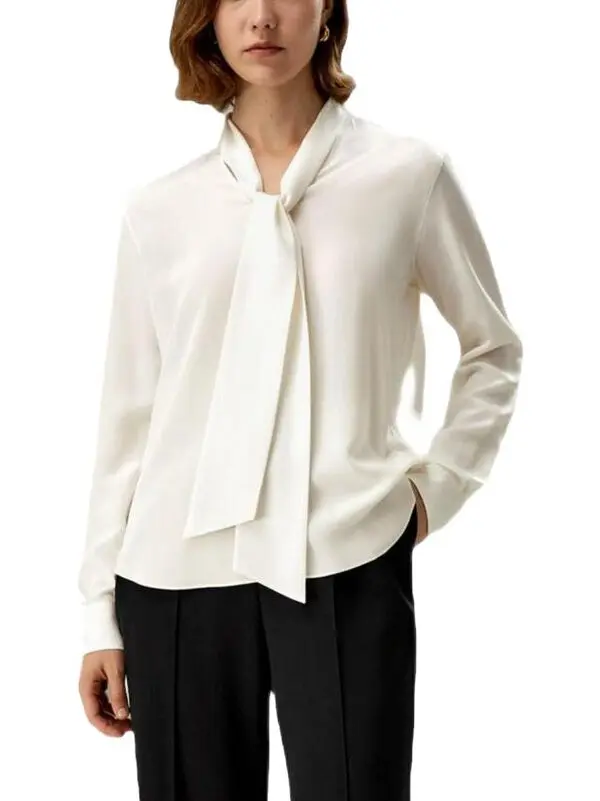 Lilysilk Silk Bowtie Blouse - Natural White