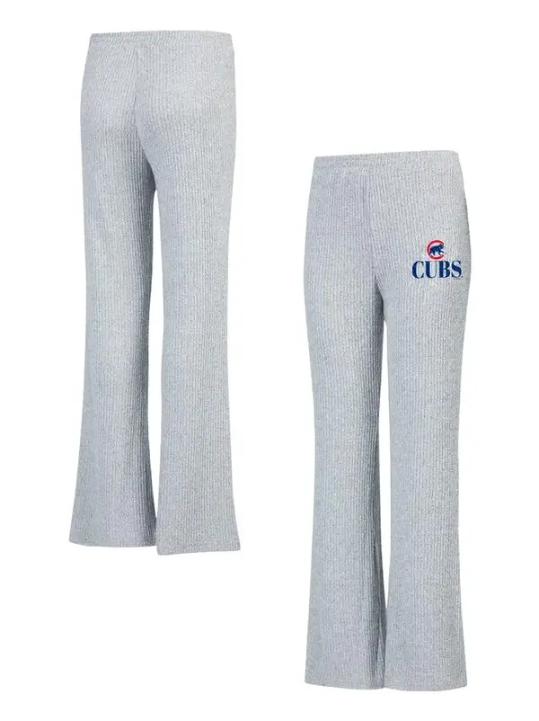 CONCEPTS SPORT Chicago Cubs Juniper Rib Knit Flare Sleep Pants - Gray