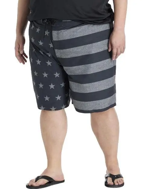 HARBOR BAY BY DXL Big & Tall Textured Swim Trunks - Black Multi