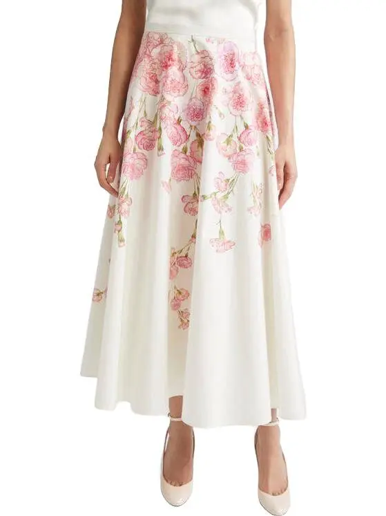 Giambattista Valli Carnation Print Cotton Poplin Skirt - Carnation Popeline Print