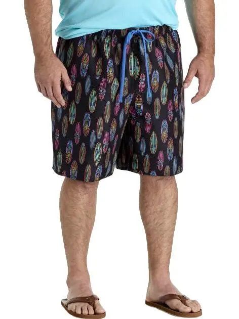 HARBOR BAY BY DXL Big & Tall Swim Trunks - Black Multi