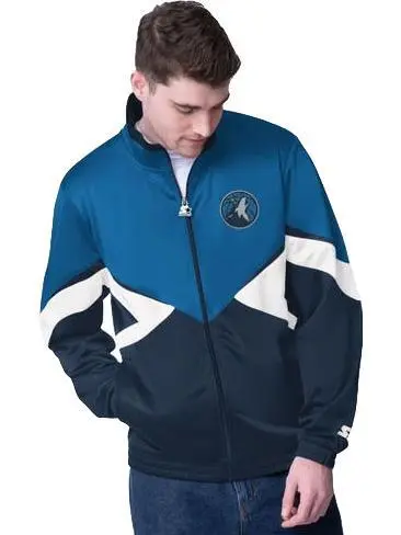STARTER Minnesota Timberwolves Rush Applique Full-zip Track Jacket - Blue