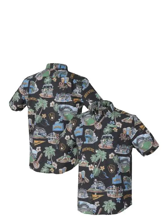 Reyn Spooner Milwaukee Brewers Scenic Tri-blend Button-down Shirt - Black