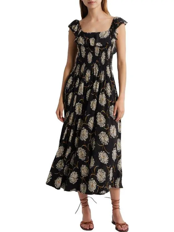 The Great. Havana Print Maxi Dress - Black Dancing Floral
