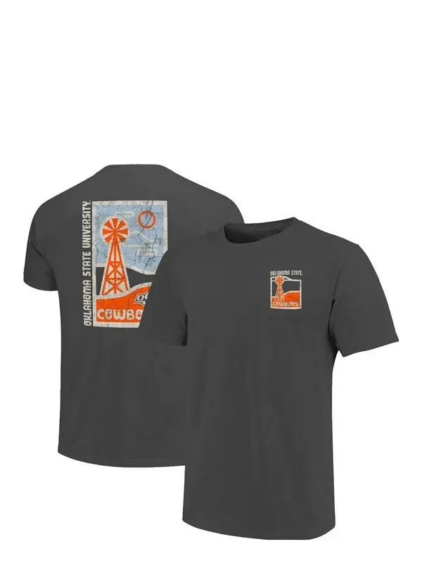 IMAGE ONE Oklahoma State Cowboys Comfort Colors Minimal Vista Distressed Graphics T-shirt - Graphite