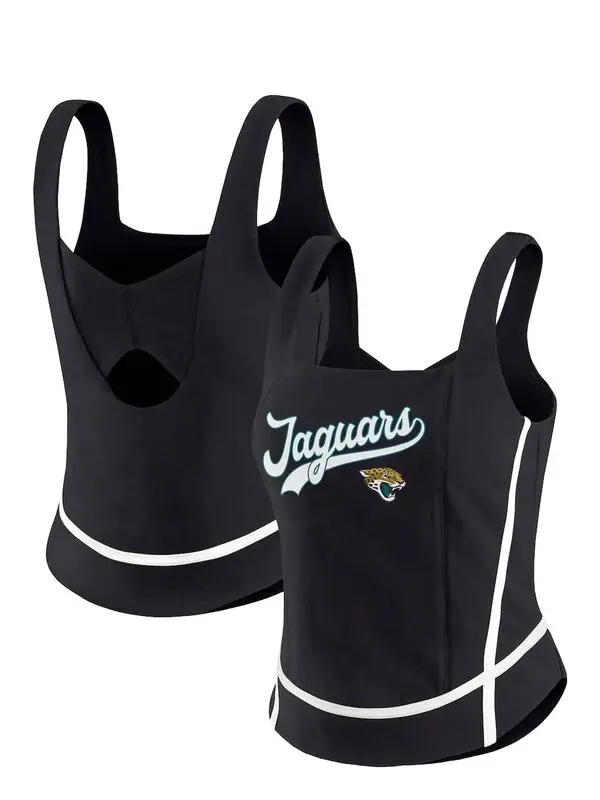 WEAR BY ERIN ANDREWS Jacksonville Jaguars Square Neck Tank Top - Black