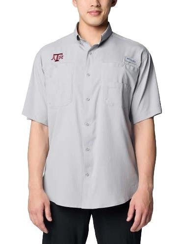 Columbia Texas A&m Aggies Pfg Tamiami Omni-shade Button-down Shirt - Gray