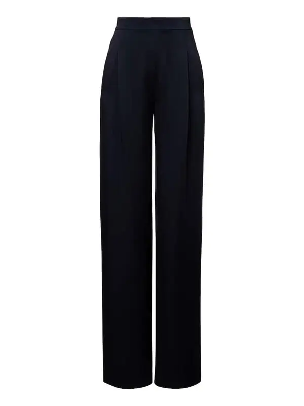 Max Mara Dritto Crêpe Satin Wide-leg Pants - Black