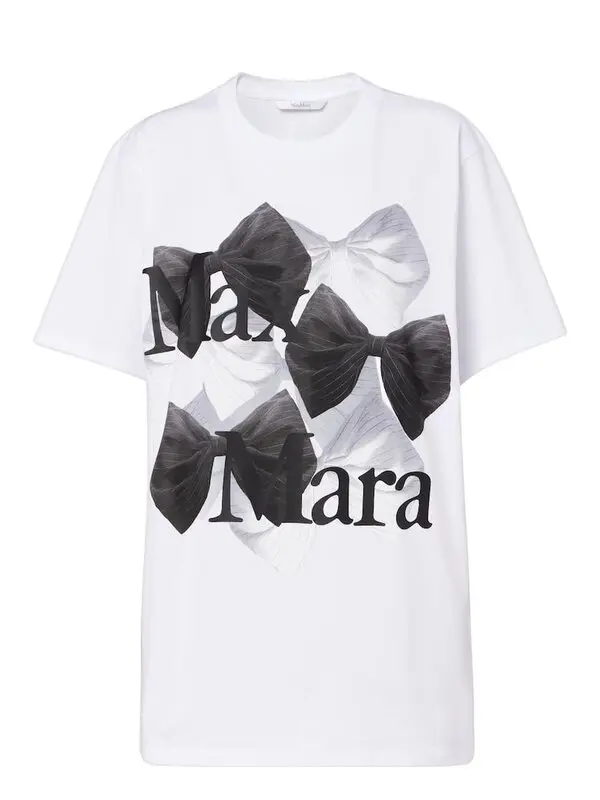 Max Mara Logo Printed Cotton Jersey T-shirt - White